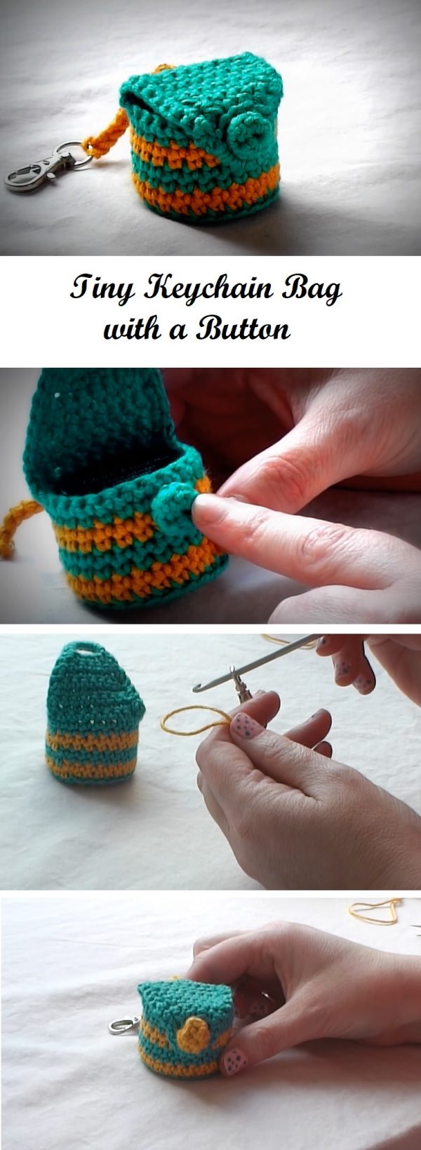 Crochet Tiny Keychain Button Bag – Design Peak