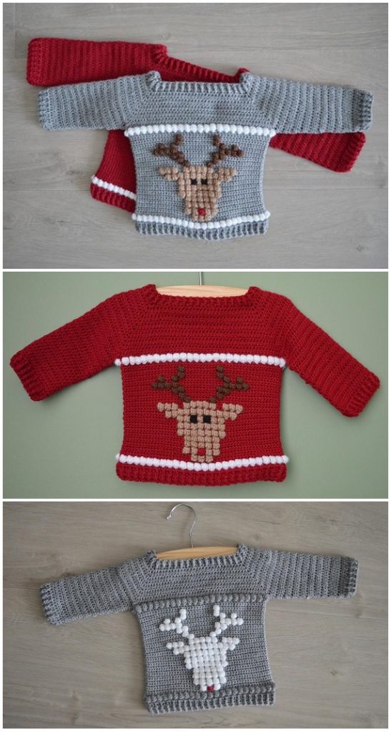 Crochet Baby Reindeer Sweater – Design Peak