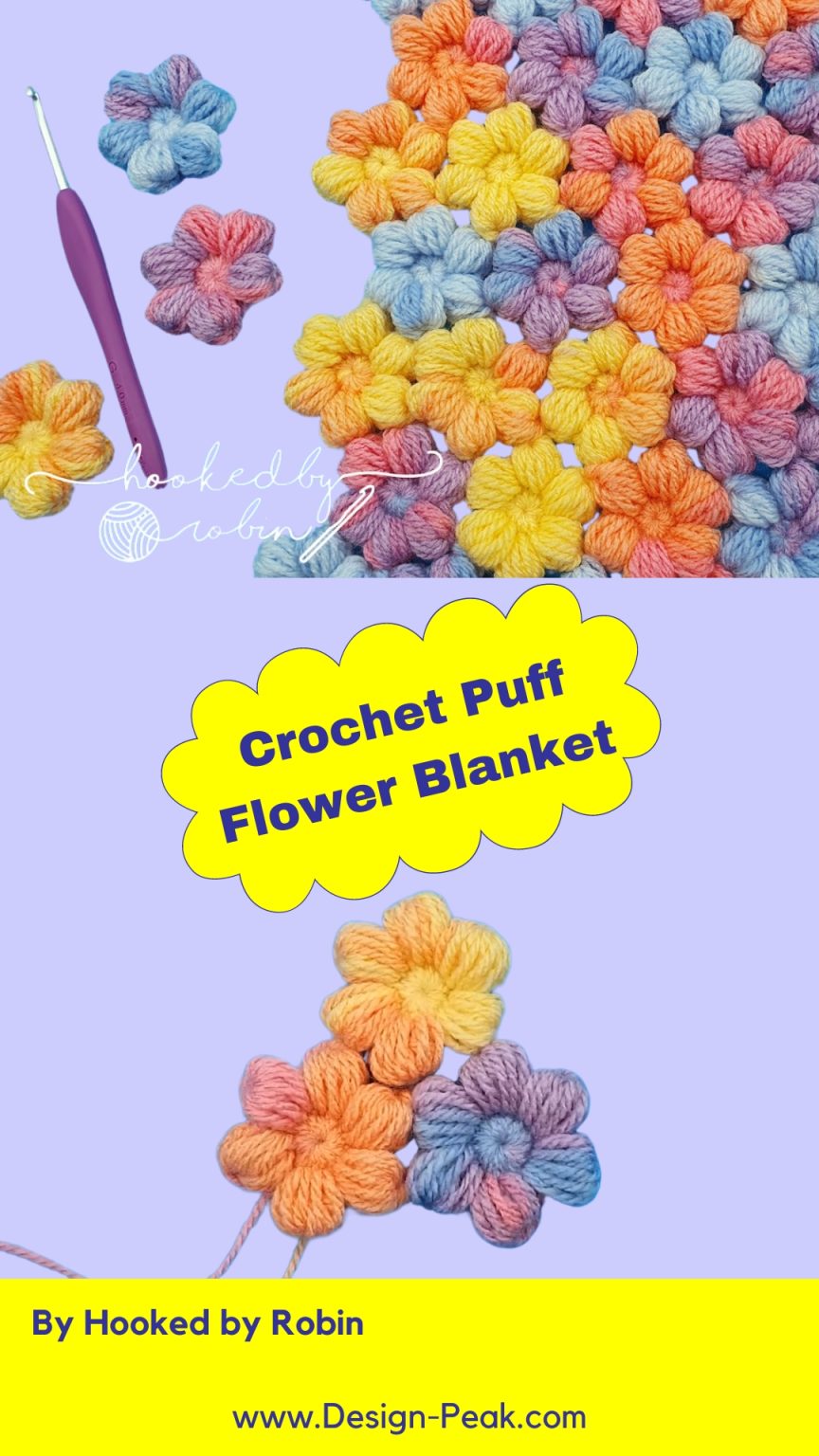 Crochet and Join Puff Flowers Into Blanket – Design Peak