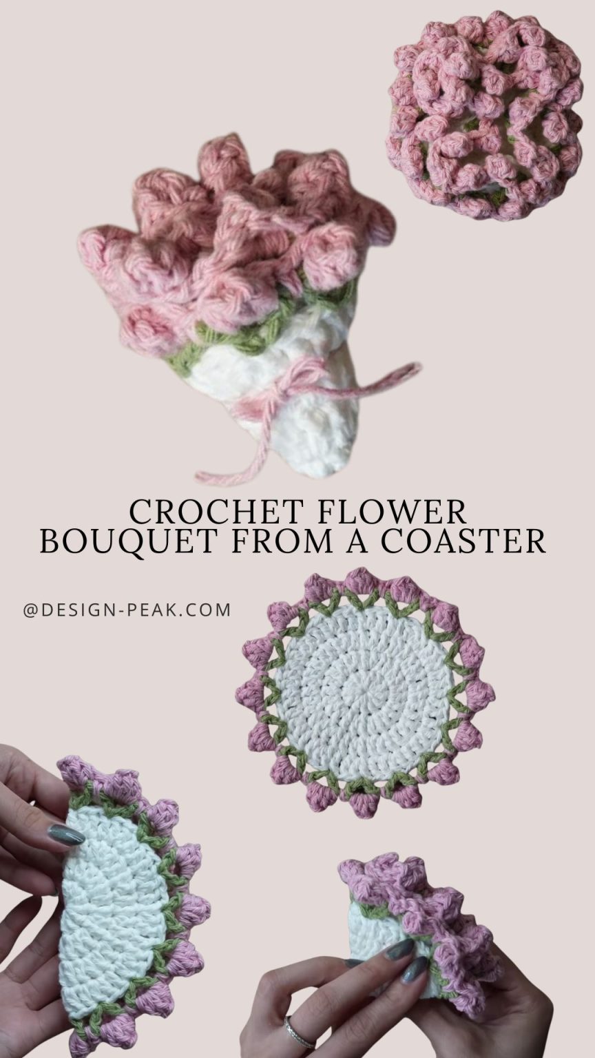 How to Crochet a Flower Bouquet from a Coaster – Design Peak